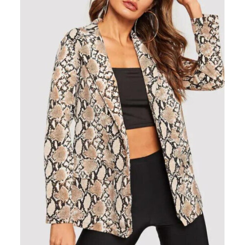 Women Blazer Snake Print Long Sleeve Suit Coat BikerJacket Outwear Tops Women's Snake Print ...
