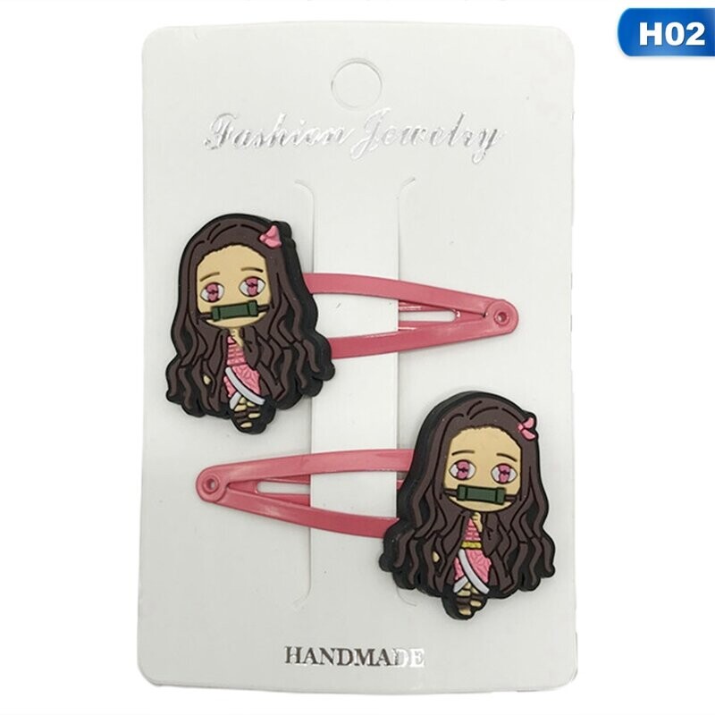 1 pair Japanese Anime Demon Slayer Barrettes Kimetsu no Yaiba Hairpins ...