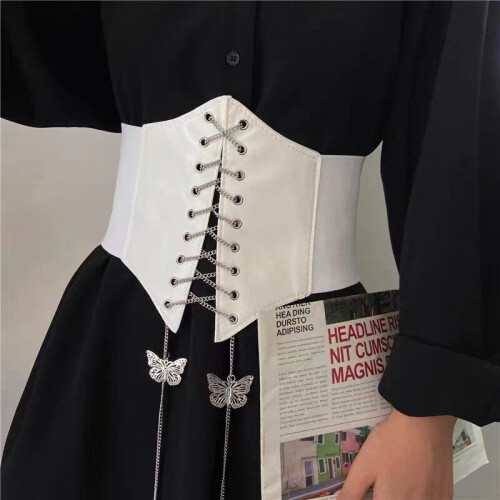 1Pc Tied Wide Women's Elastic Waistband Female Chain Decorative Corset ...