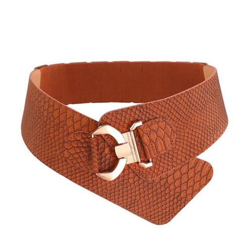 JNKET Women's Snake Pattern Belt Wide Waist Belt Elastic Stretch Cinch ...