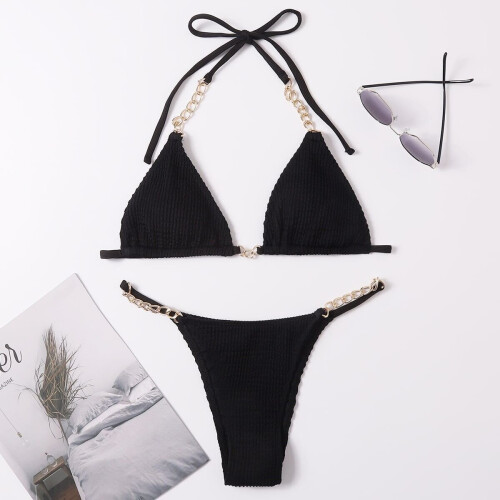 Chain Brazilian Scrunch Butt Bikini Women Swimwear Female Swimsuit Two ...