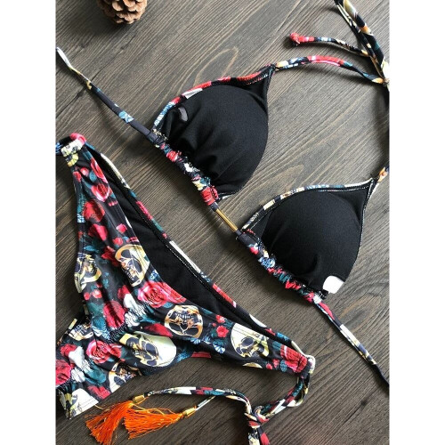 Sexy Swimsuit Women Skull print Push Up Padded Biquini Brazilian Summer ...
