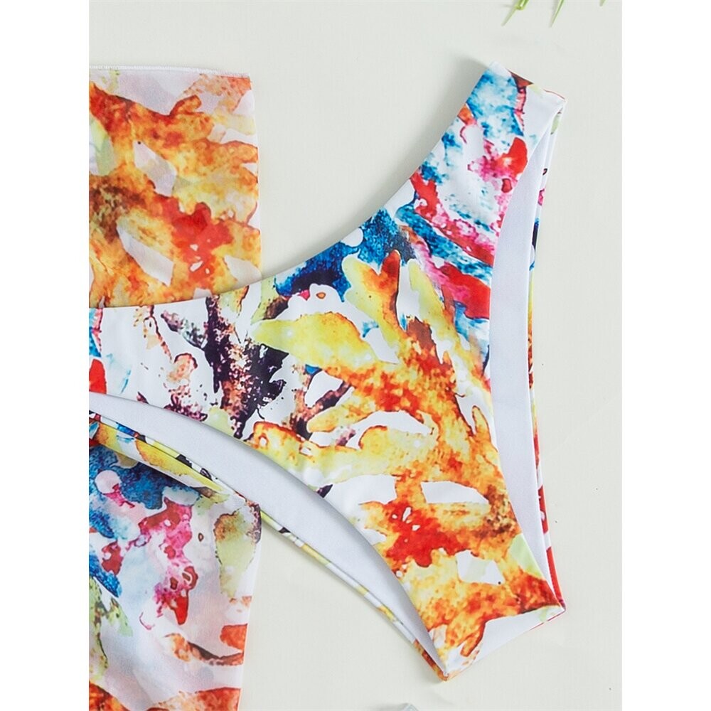 Bikini Sexy Women Swimsuit Print Sling Swimwear 3 Piece Bikinis Set ...