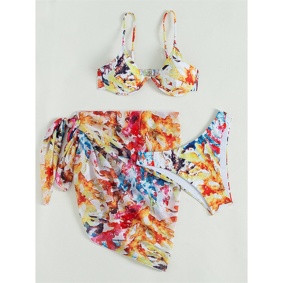 Bikini Sexy Women Swimsuit Print Sling Swimwear 3 Piece Bikinis Set ...