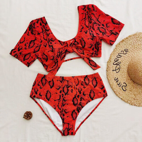 Snake Skin Women's Plus Size High Waisted Bikini For Women Short ...
