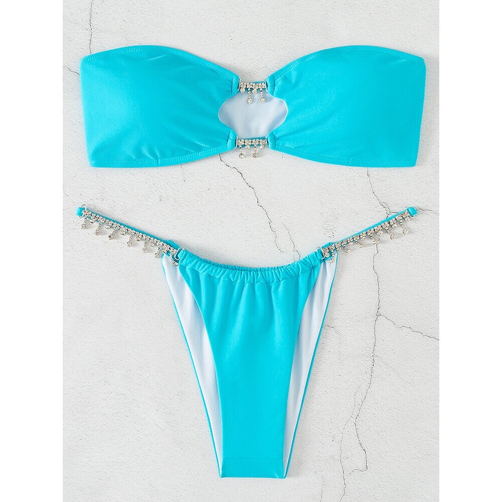 Rhinestone Jewelled Diamond Bikini Female Bandeau Swimsuit Women ...