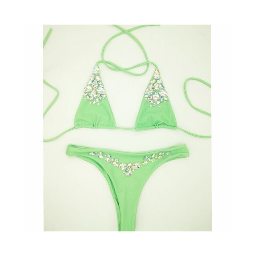 Brazilian Girls Swimwear Diamond bling stones Bikini Small Cup Cut ...