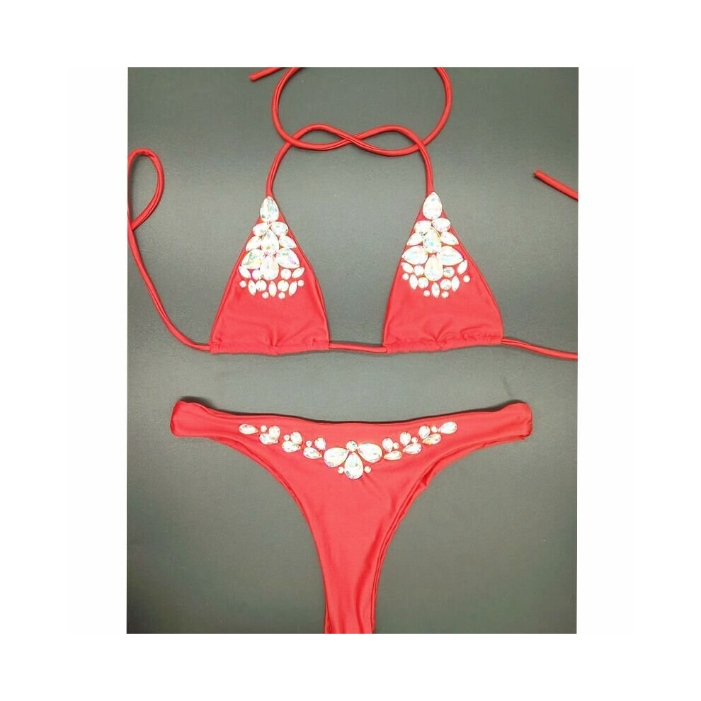 Brazilian Girls Swimwear Diamond bling stones Bikini Small Cup Cut ...