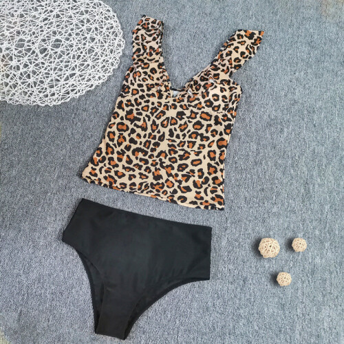 Sexy Leopard Bikini Swimwear Women's 2 Piece Set Swimsuits Ruffle ...