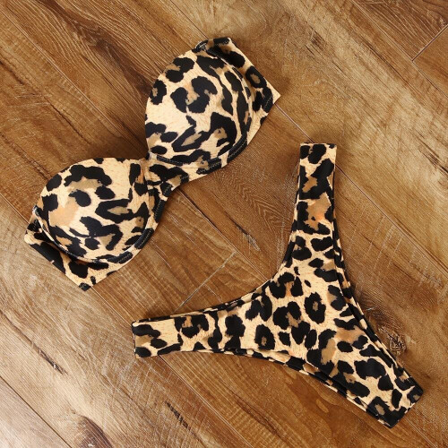 Animal Print Leopard Bikini Push Up Swimsuit Sexy Women Brazilian Thong ...