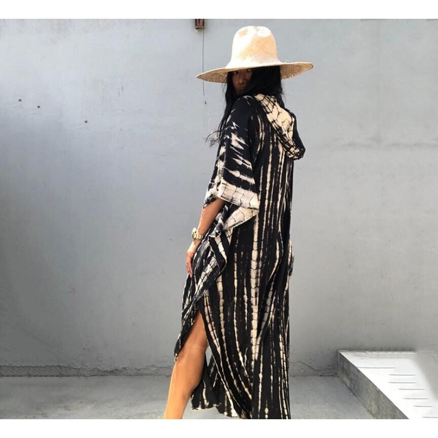 Women's Summer Beach Bikini Cover-ups Hooded Cardigans Long Coats Pool ...