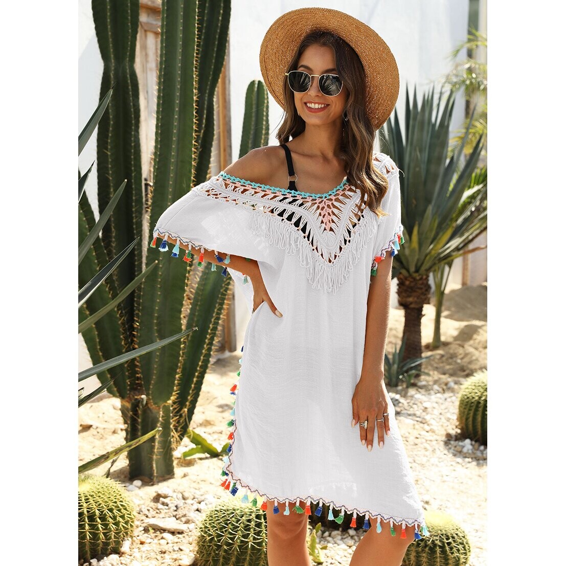 Fitshinling Crochet Beach Dress Backless Transparent Sexy Yellow Pareos ...