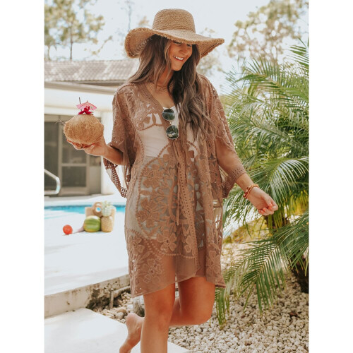 Sexy See Through Short Kimono Lace Tunic Women Summer Clothes Beach ...