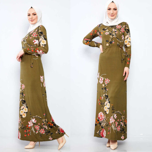 Floral Pattern Dress Attractive women unlined dress prayer muslim women ...