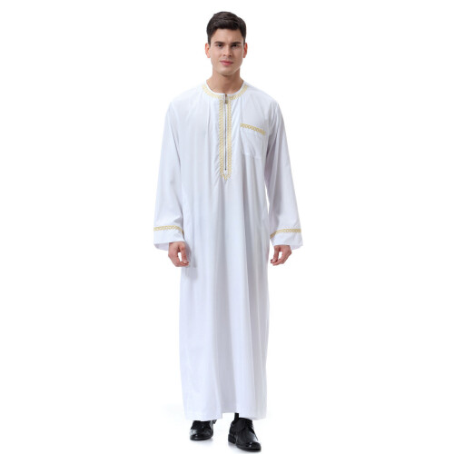 Solid Arabic Long Robes For Men Saudi Arabia Jubba Thobe Kaftan Middle ...