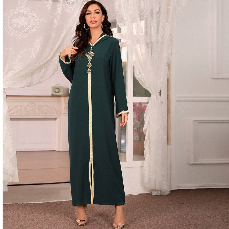 Dubai Abaya Jellaba Muslim Hijab Dress Robe Morocco Kaftan Party Gown Islam Turkey Arabic Eid ...