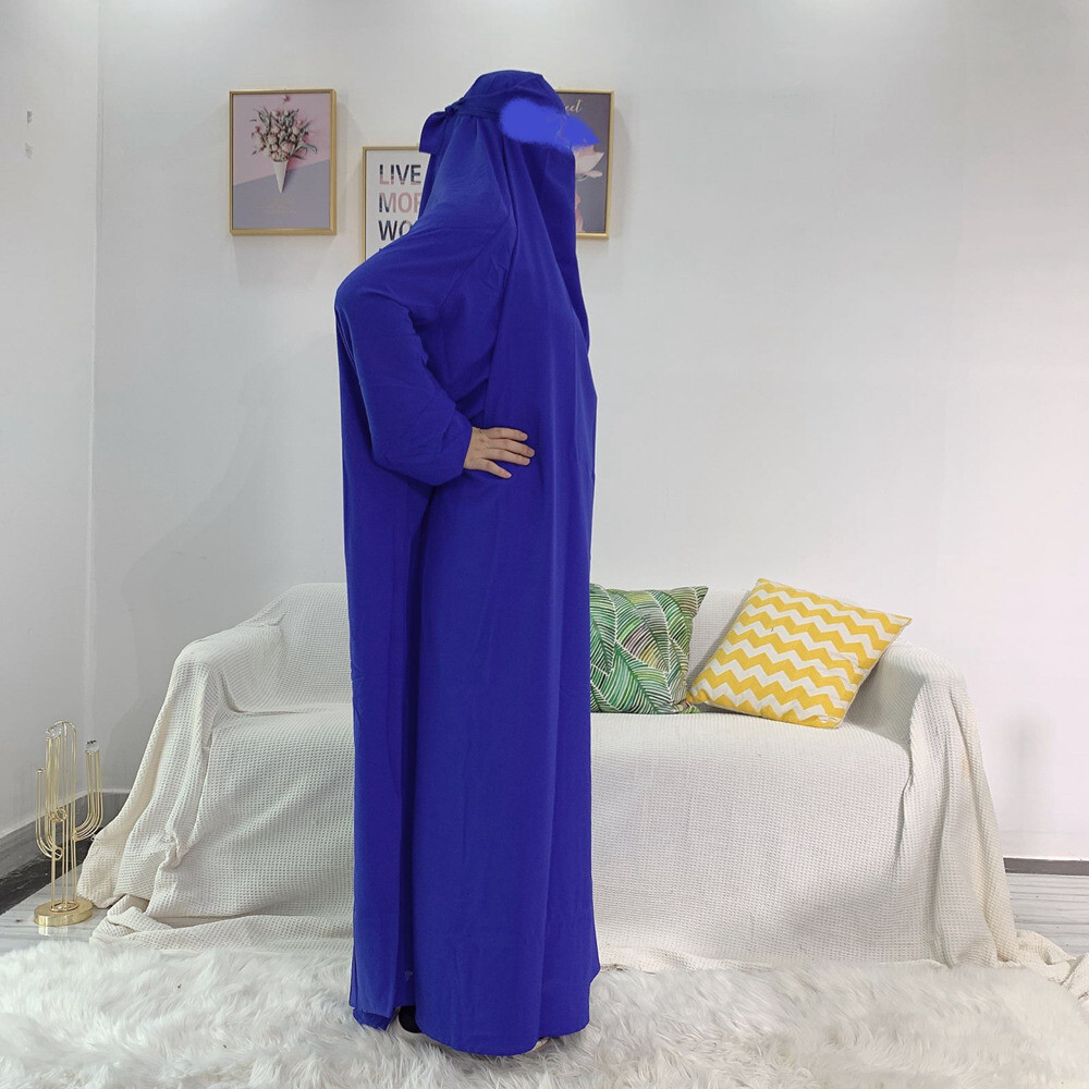 Ramadan Jilbab Hooded Dress Prayer Garment Muslim Women Modest Bigger Wide Full Cover Tie Back ...