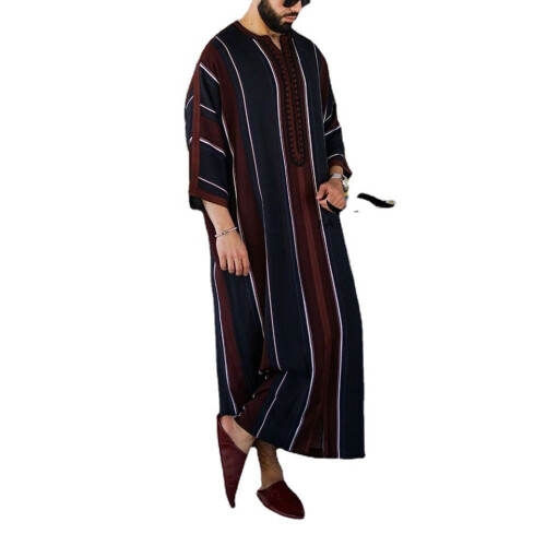 Muslim Men Clothing Kaftan Robes Long Sleeve Soft Thobe Kurta Arab ...