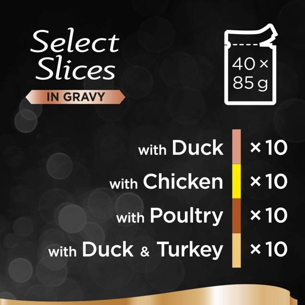 Sheba Select Slices Poultry Collection in Gravy 40 Pouches, Adult Wet Cat Food, Megapack (40 x ...