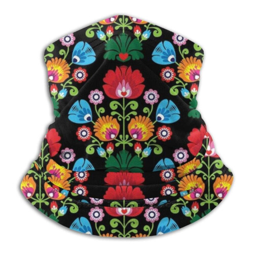 Poland Folk Art Wycinanki Floral Pattern Face Cover Scarf Bandana ...