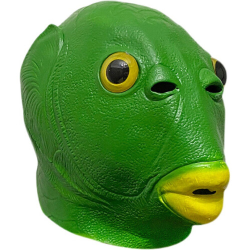 Cottvott Fancy Green Fish Head Mask Headgear Jokes Realistic Monster ...