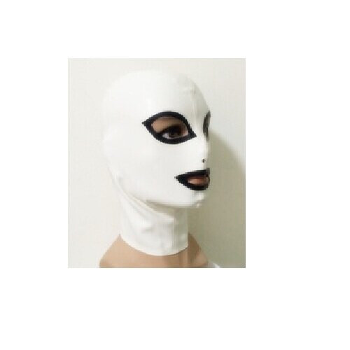 (White-XXL) Latex Mask cosplay Hats Hood Eyes Mouth Nostrils Rear ...