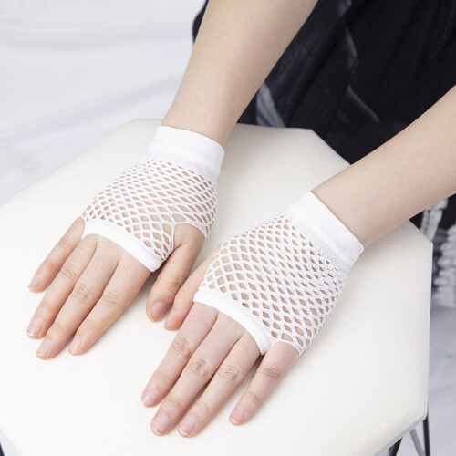 Gothic Punk Women Short Fishnet Net Gloves Fingerless Mesh Mitten Rock ...