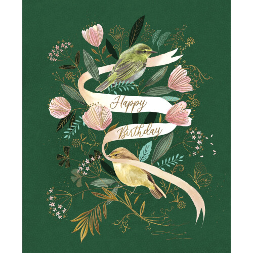 Garden Birds Foiled & Embossed Birthday Greeting Card Fable Art Cards ...