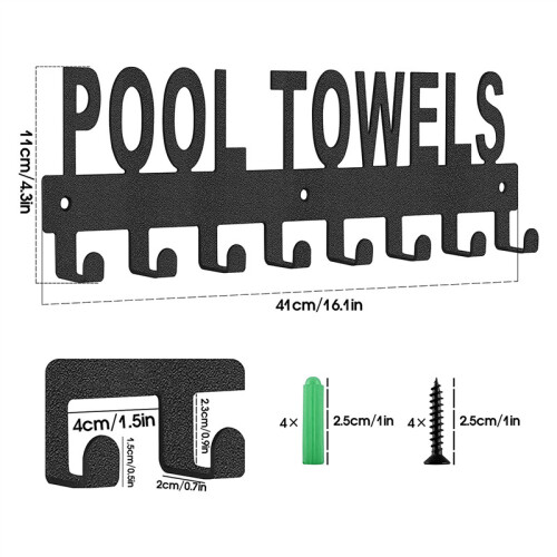 Pool Towel Rack Outdoor Wall Mount Towel Holder Towel Hooks for ...
