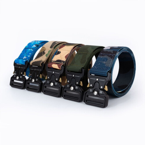 Men Tactical Belt Webbing Adjustable Military Style Nylon Canvas ...