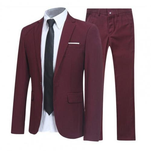 Men Suit Set Formal Suit Set Lapel Formal Stylish Buttons Pockets ...