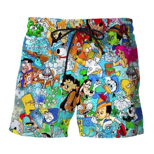 3D Printed stoned toons 90s Cartoon collage Men Shorts Harajuku Shorts ...