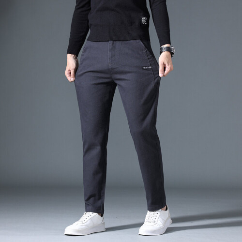 Men s Slim Fit Grid Casual Pants Spring Autumn Male Solid Stretch Formal Business Long Trousers Plus Size 28 40 on OnBuy
