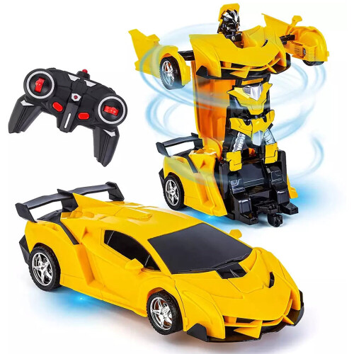 (Yellow) Remote Control Transform Robot RC Car Kids Transformer Car Toy ...