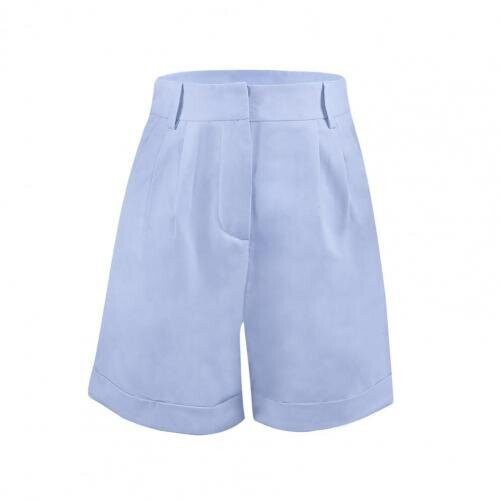 Office Women Suit Shorts High waist Solid Zipper Straight Leg Pockets ...