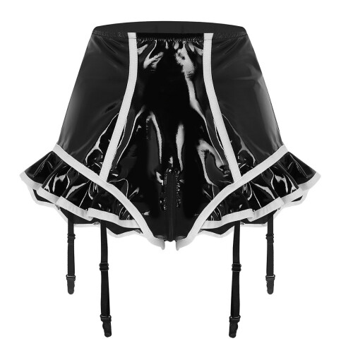 Women Sexy Faux Leather Shorts Booty Shorts Zipper Crotch High Waist ...