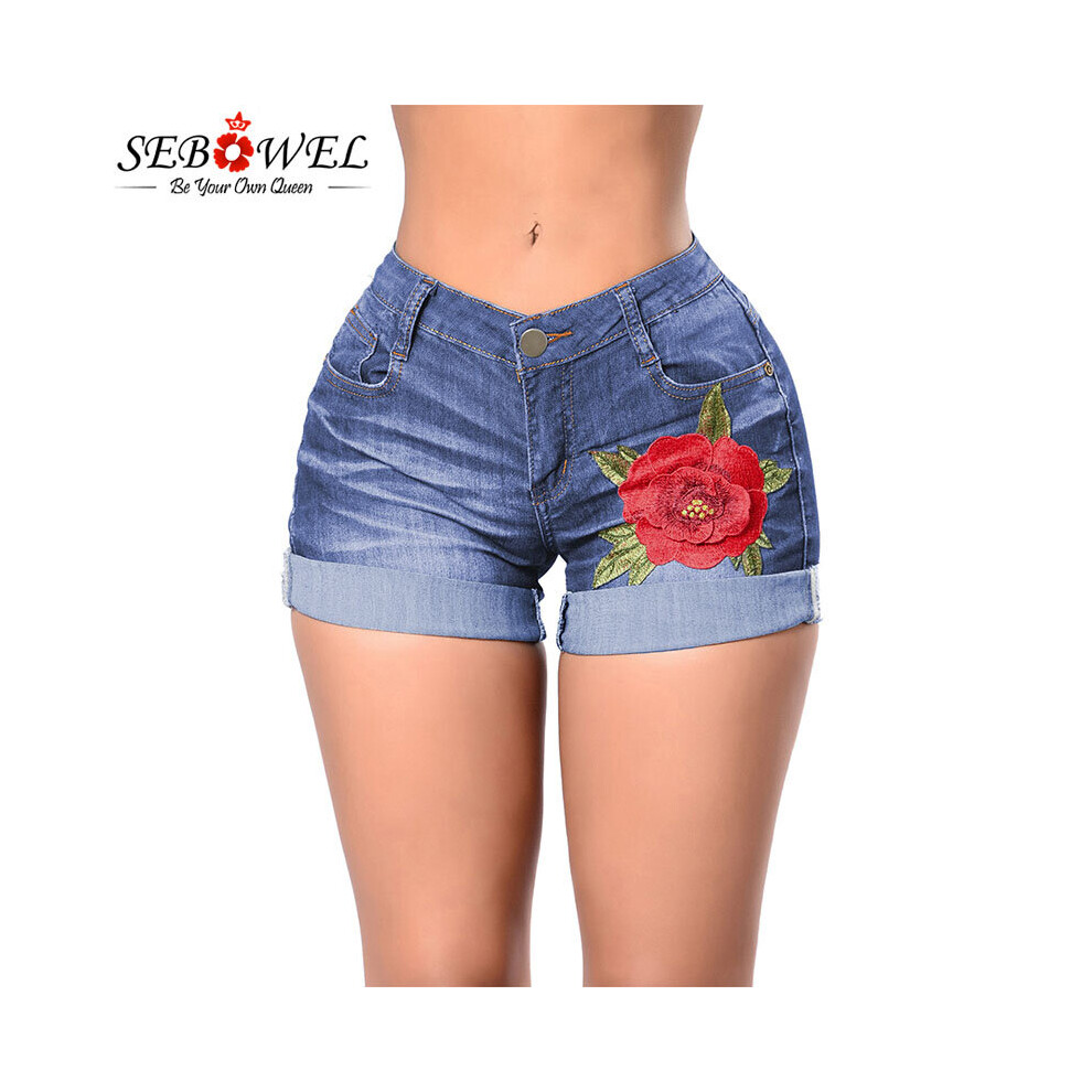 Short Jeans for Women Rose Embroidered Denim Shorts Summer Style Ladies Short Pants S XXL on OnBuy