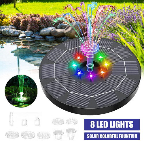 3W LED Solar Powered Water Feature Pump Garden Pond Aquarium Fountain ...