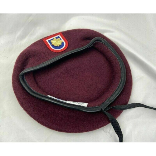 Us Army 82nd Airborne Division Purplish Red Beret Army Major Insignia ...