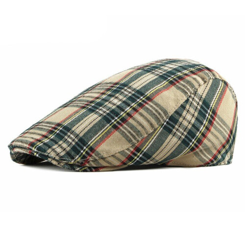 Plaid Beret Hat Men's Casual Forward Hat British Caps Female Literary ...