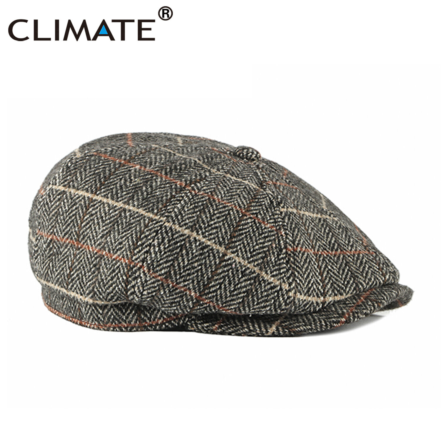 Vintage Men Winter Cap Beret Cap Warm Thicken Plaid Flat Cap Woolen ...