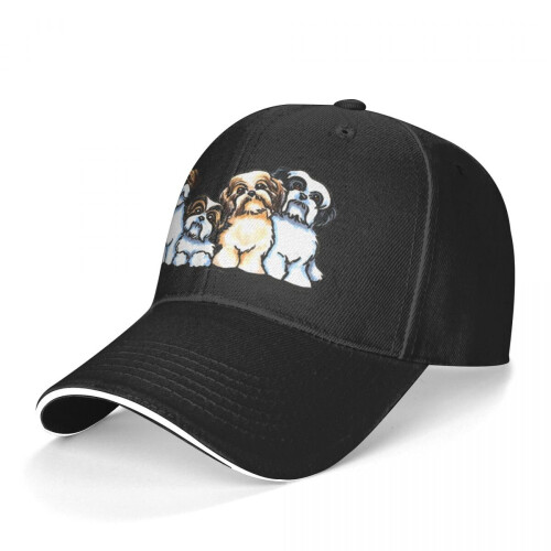 Shih Tzu Dog Baseball Cap Four Shih Tzu Stylish Man Baseball Hat Blank ...