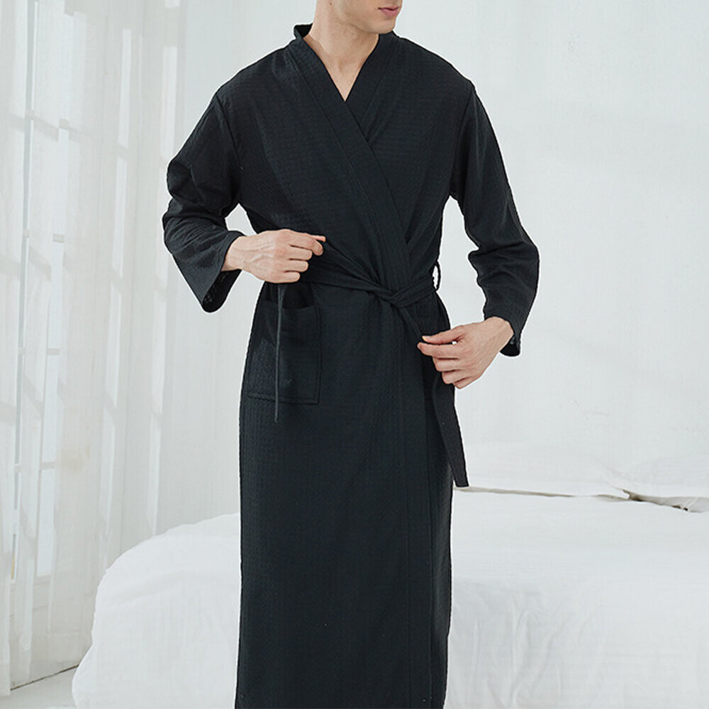 Dressing Gown Unisex Bath Robe Soft Sauna Clothes Kimono Nightgown Robes Long Couples Homewear ...
