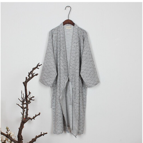 Japanese Traditional Ancient Samurai Style Men Robe Pajamas Soft Loose ...