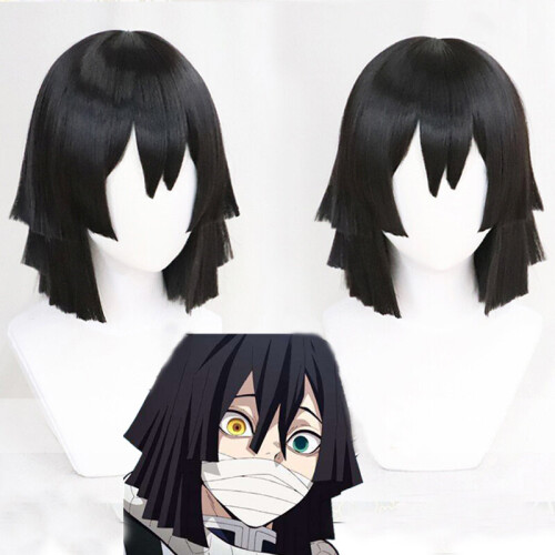 Iguro Obanai Short Styled Cosplay Wig Anime Demon Slayer: Kimetsu no ...