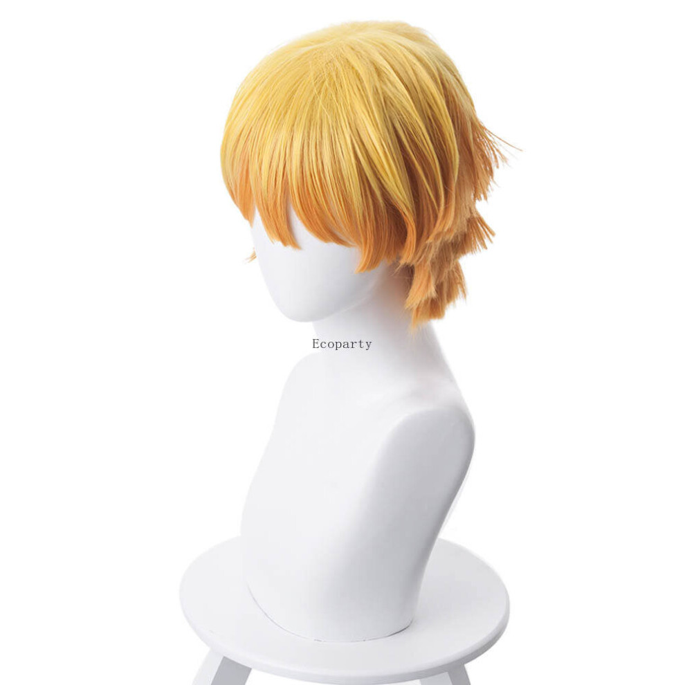Kimetsu No Yaiba Agatsuma Zenitsu Wig Demon Slayer Cosplay Short Hair ...