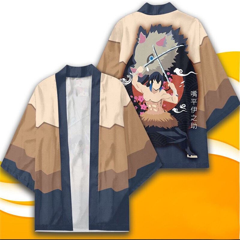 Demon Slayer Cosplay Costume Hashibira Inosuke Kimono Teens Cardigan ...