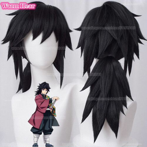 Anime Demon Slayer Kimetsu no Yaiba Cosplay Wig Ponytail Wig Tomioka Giyuu Cosplay Heat Resistant Synthetic Wigs Halloween
