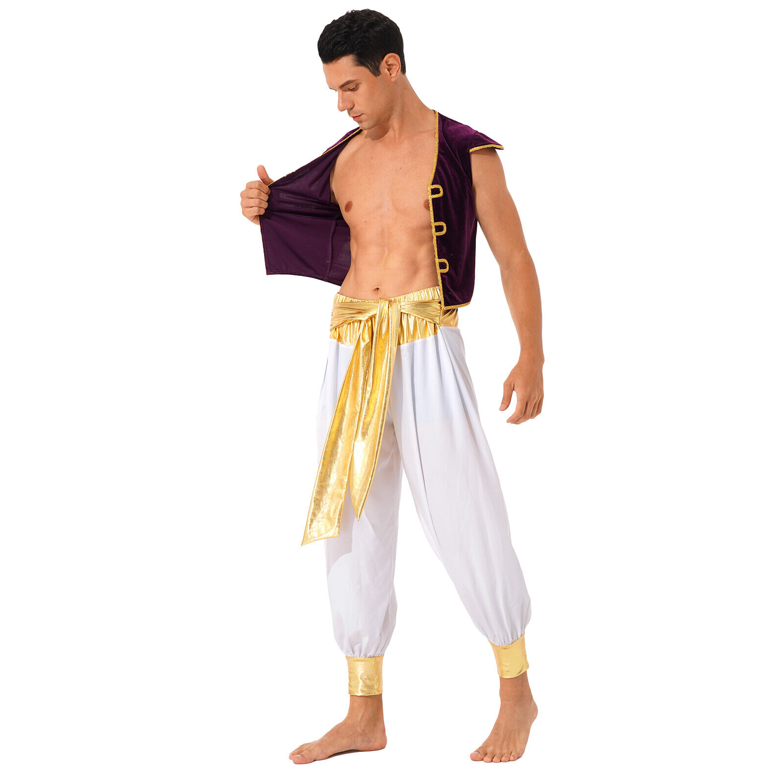 Adult Arab Prince Costume Mens Persian Arabian Halloween Role Play Vest ...