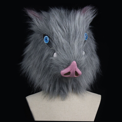 Anime Demon Slayer Hashibira Inosuke Mask Cosplay Wild Boar Pig Latex ...